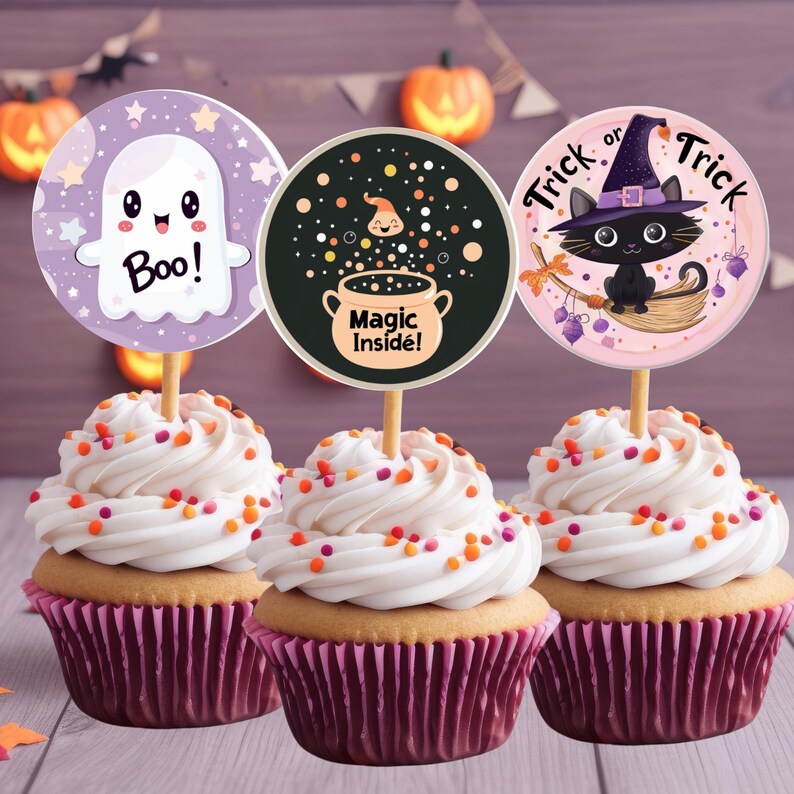 Spooky Halloween Cupcake Toppers: Printable DIY Party Decor (digital ...