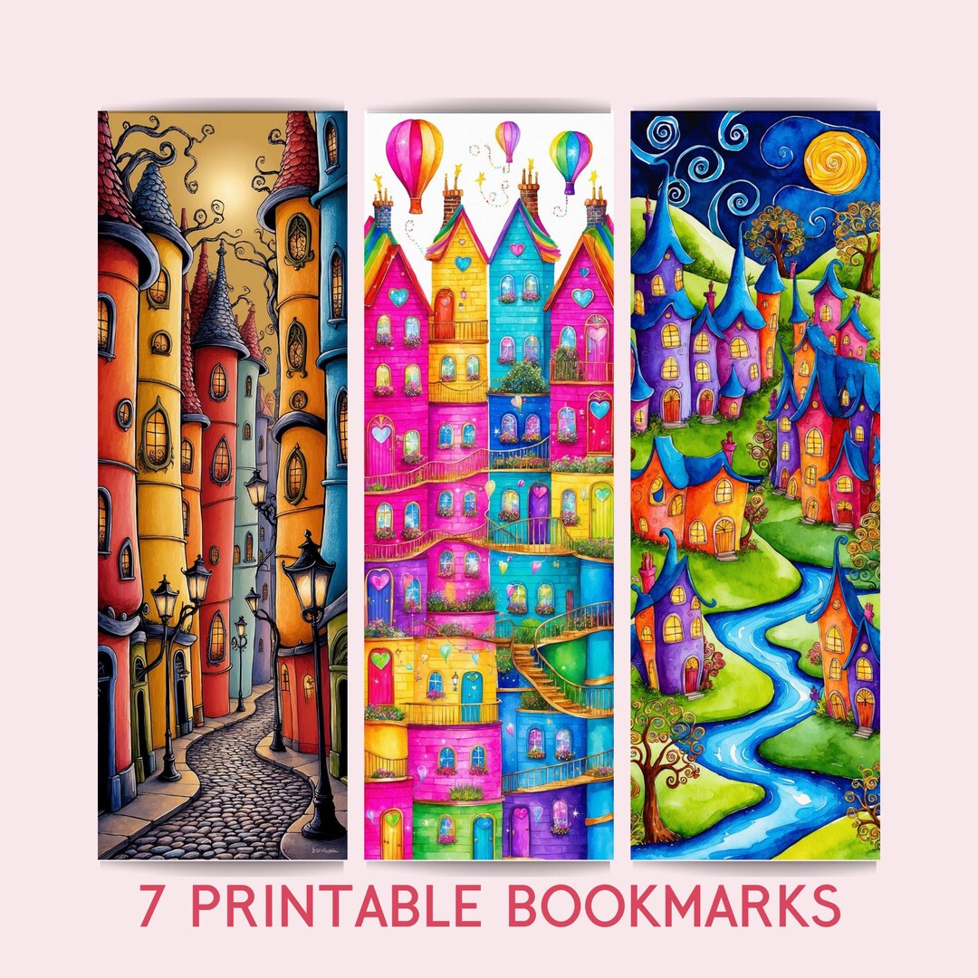 7 Whimsical Storybook House Bookmark Set, Printable Bookmarks Set ...