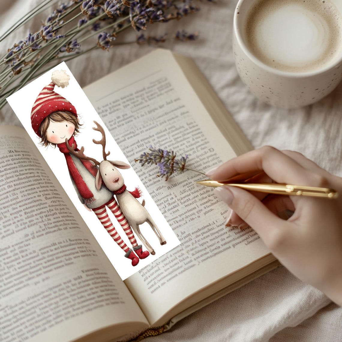 Whimsical Christmas Elf & Reindeer Printable Bookmarks – 12 Festive ...