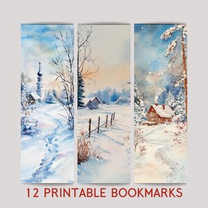 12 Snow Scenery Bookmarks Printable Bookmarks, Winter Landscape ...