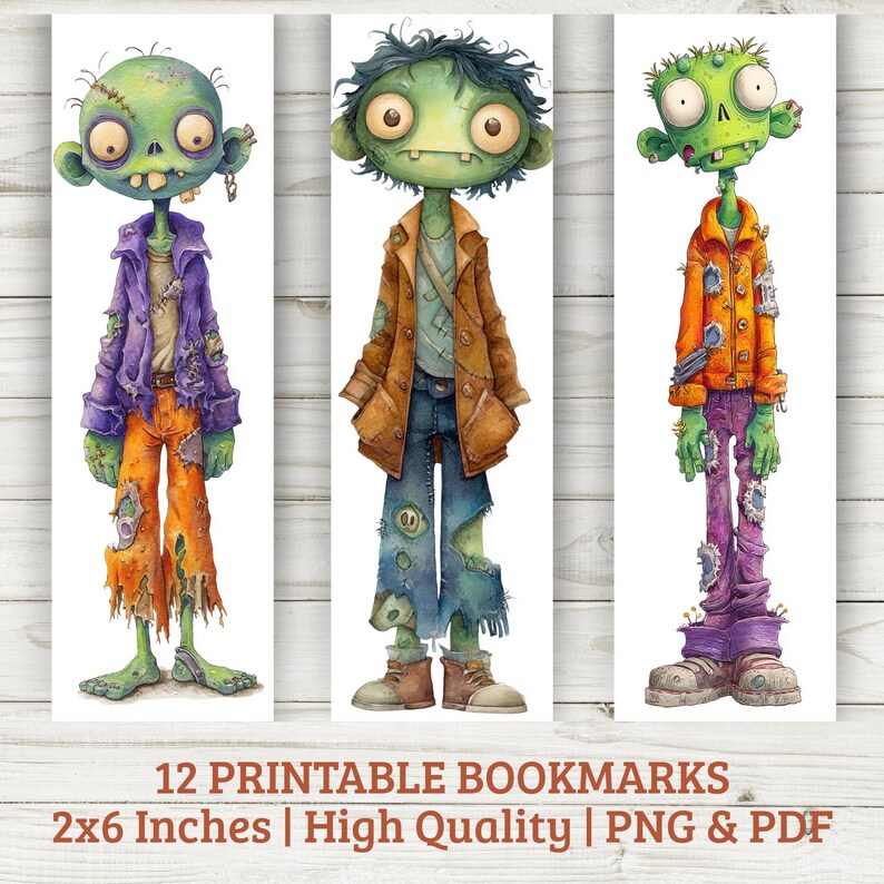 Watercolor Zombie Bookmarks – Halloween Printables (PDF & PNG - Etsy