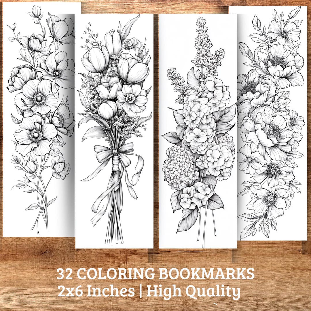 Floral Coloring Bookmarks: Printable Flower Designs for Book Lovers ...