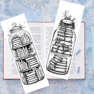 12 Library in Colorable Jar, Printable Bookmarks Packs, Bookmark ...