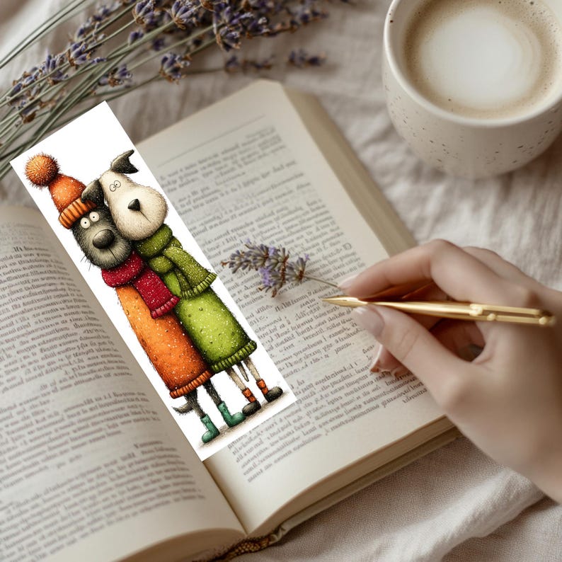 Whimsical Christmas Cat & Dog Bookmarks – 12 Festive Watercolor ...