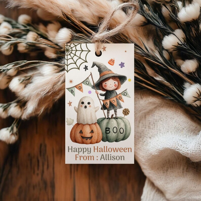 Editable Halloween Treat Tags: Ghost, Cat & Pumpkin Design (digital ...