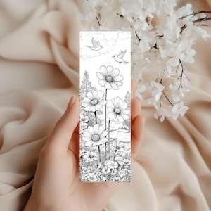 Floral Bird Coloring Bookmarks | Nature PDF (instant Download) - Etsy