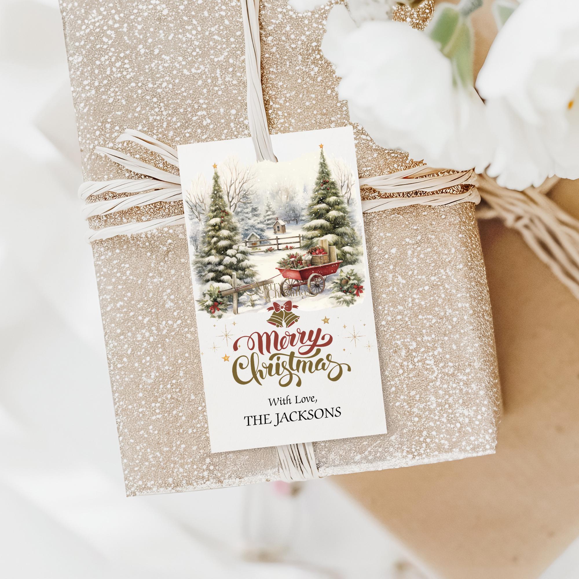 Editable Christmas Gift Tag Template | Winter Scene (canva Template) - Etsy