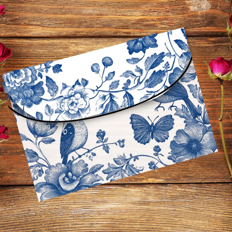 Vintage Blue Floral Letter Set, Birds & Butterflies Stationery – A4 Lined+unlined Paper With ...