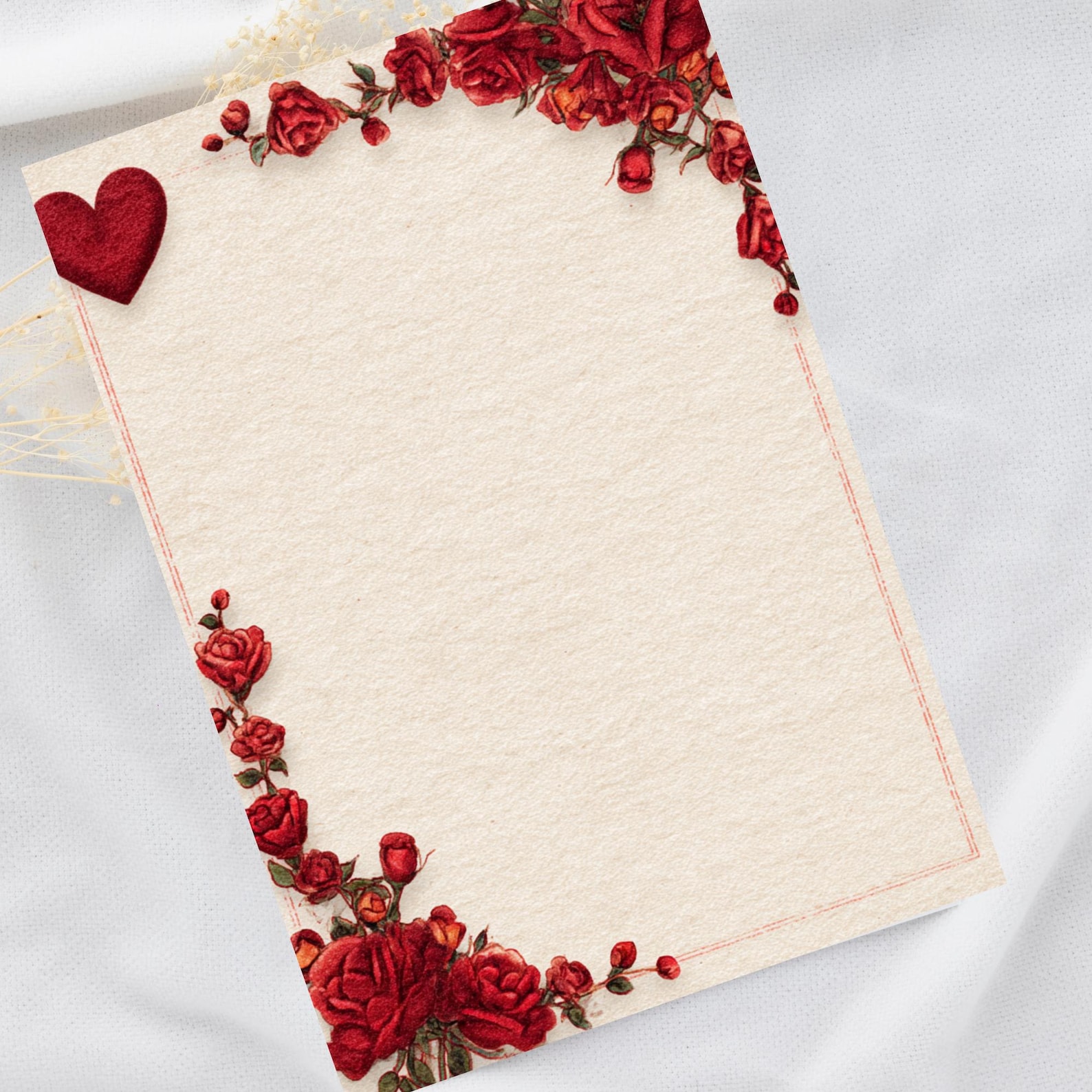 Valentine's Day Rose Stationery Set | Printable Floral Letter ...