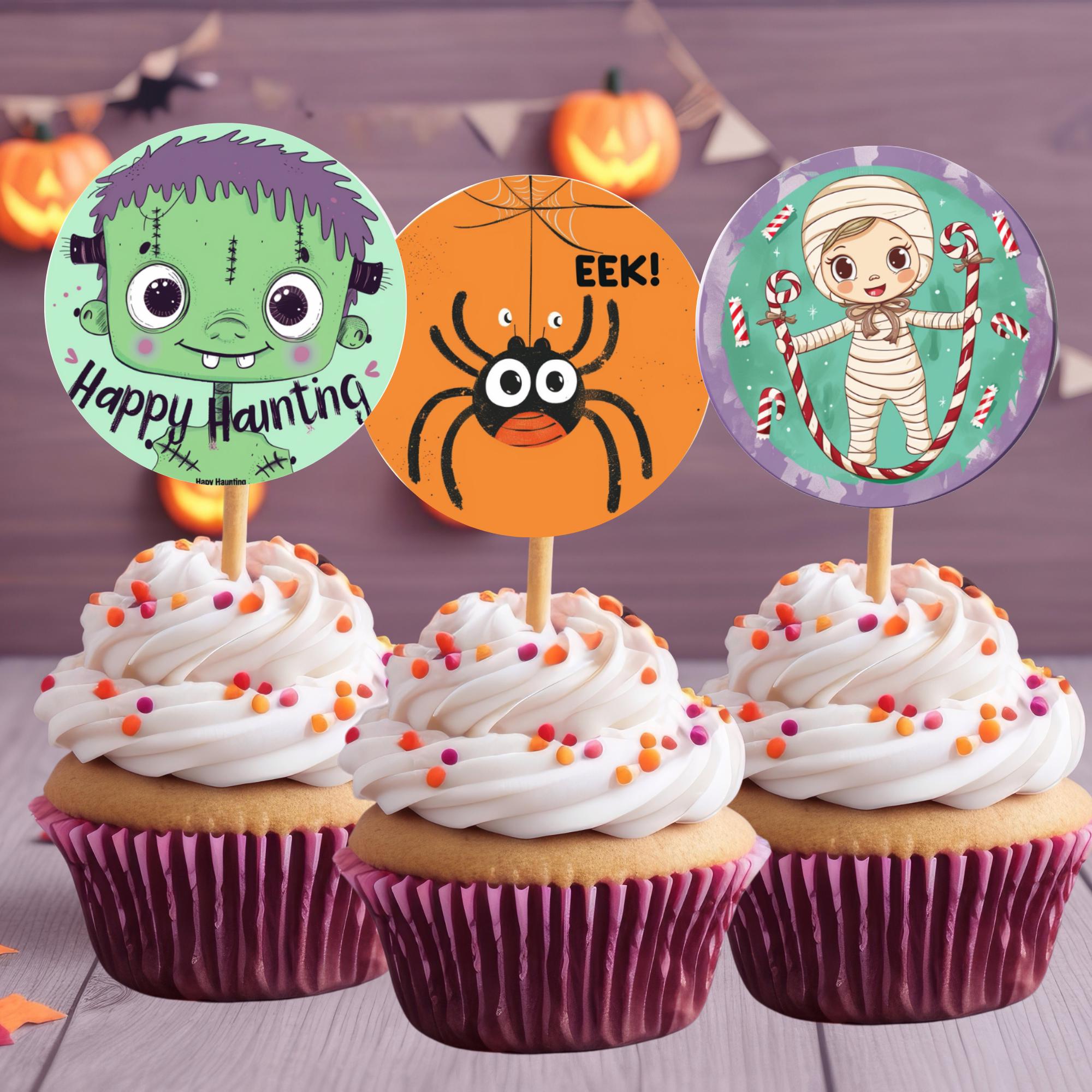 Spooky Halloween Cupcake Toppers: Printable DIY Party Decor (digital ...
