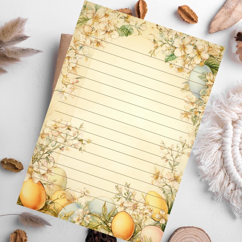 Easter Floral Printable Letter Set, Lined & Unlined Letter Paper With ...