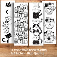 Printable Cute Cats Bookmark Set for Children Chibi Animals Digital ...