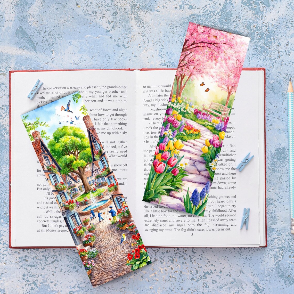 6 Printable Spring Bookmarks, Floral Digital Bookmarks Set, Bookmarks ...