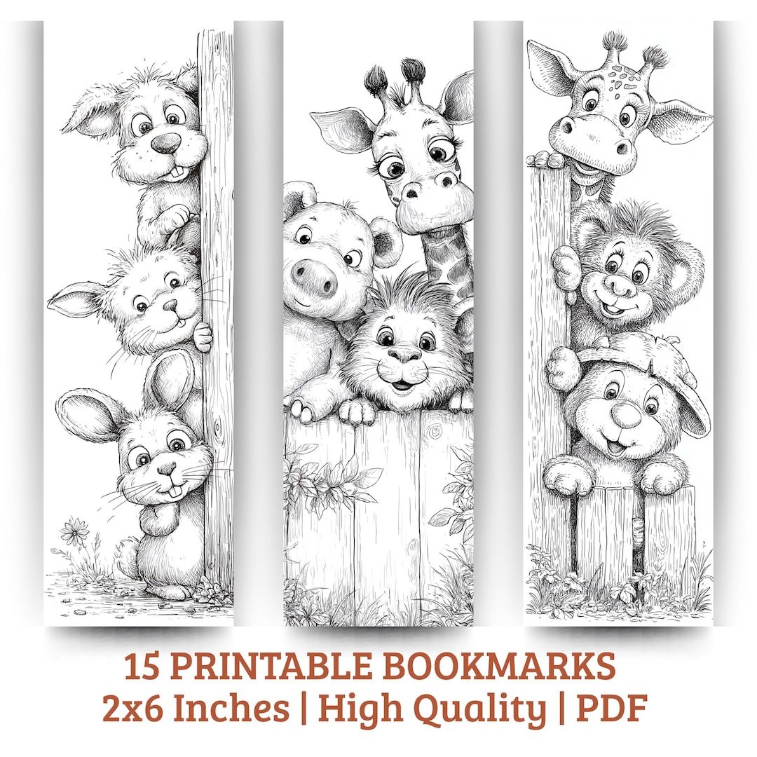 Animal Coloring Bookmarks: 15 Pack Printable PDF (2x6 Inches) – Kids ...