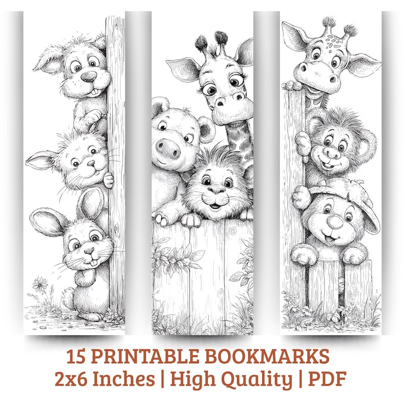 Animal Coloring Bookmarks: 15 Pack Printable PDF (2x6 Inches) – Kids ...
