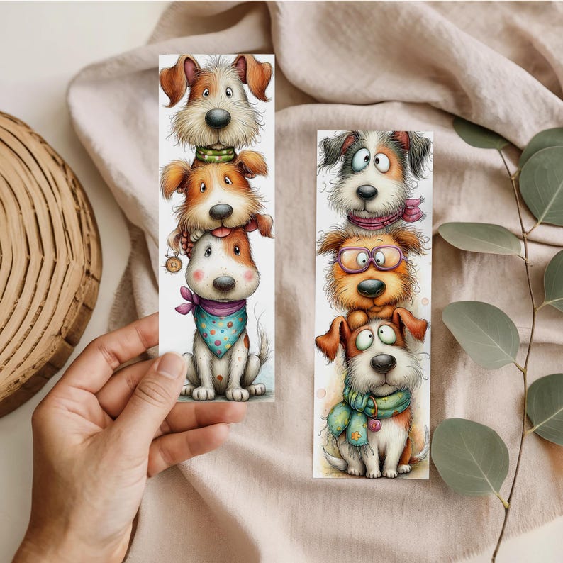 Dog Printable Bookmarks – Whimsical Puppy Illustrations (PDF & PNG) - Etsy