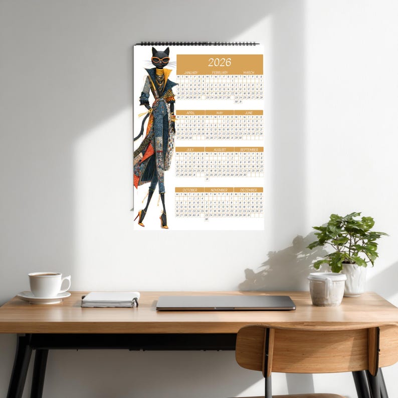 2026 Fashion Cat Calendar – Chic Couture Illustration (digital Download ...