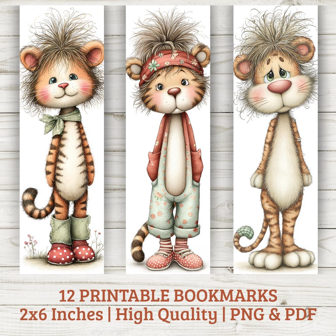 Derpy Tiger Printable Bookmarks – 12 Cute Funny Tiger Designs ...