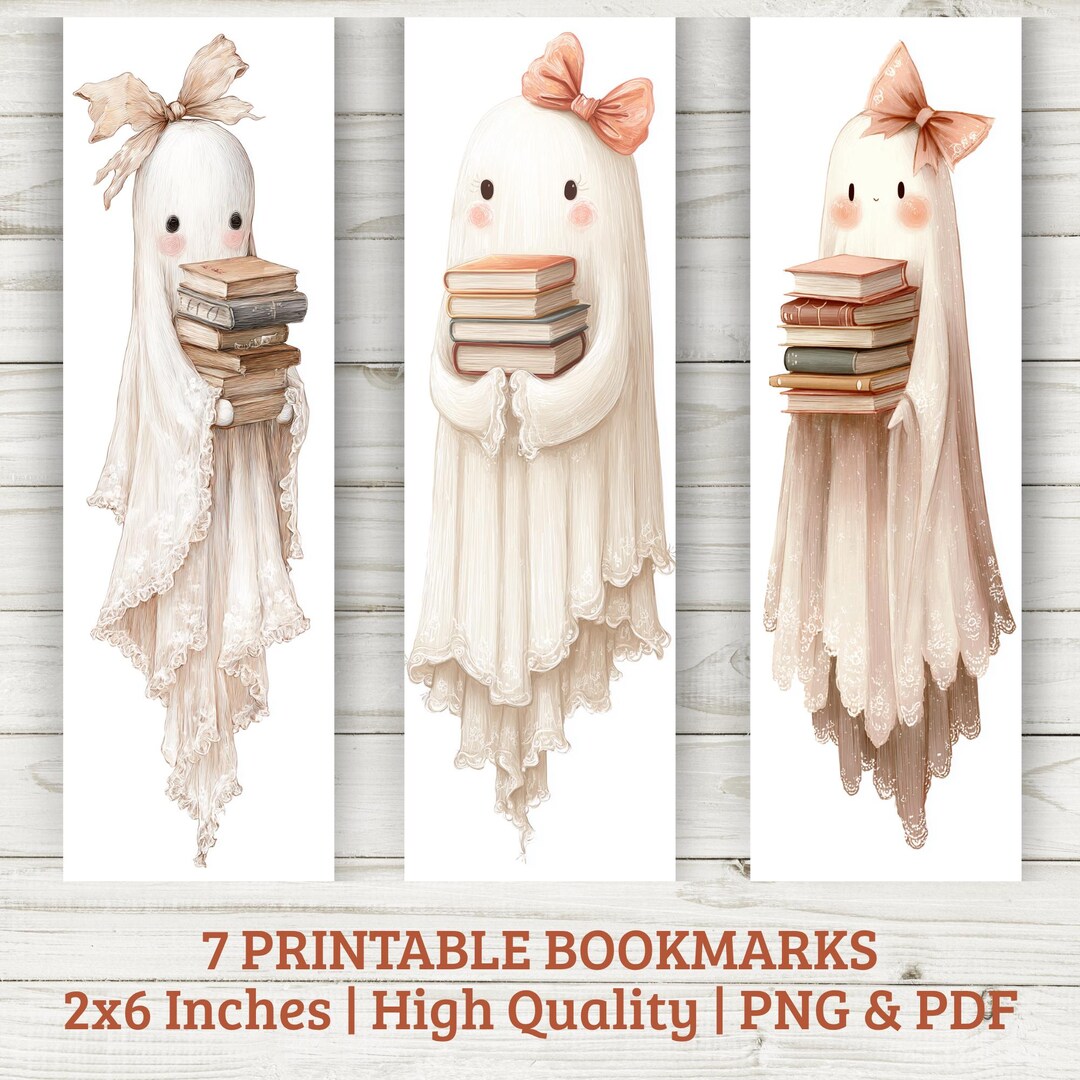 Cute Halloween Ghost Printable Bookmarks – 7 Spooky & Playful Designs ...