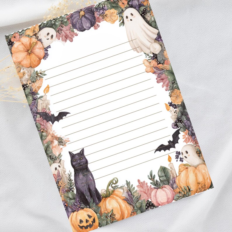 Halloween Letter Writing Set | Watercolor Pumpkin, Ghost Stationery ...