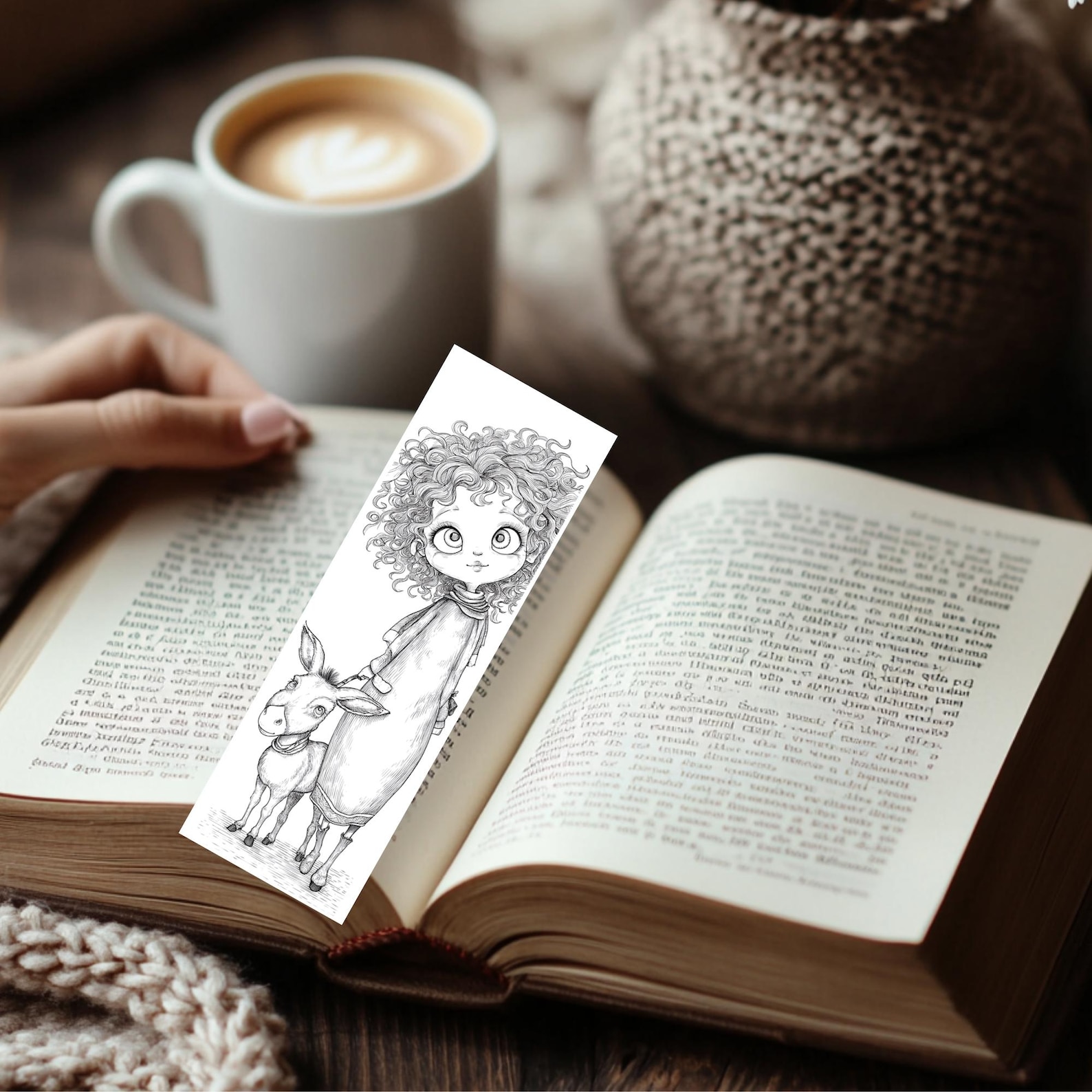 Coloring Bookmarks Whimsical Girl & Animal, Printable Bookmarks Set ...
