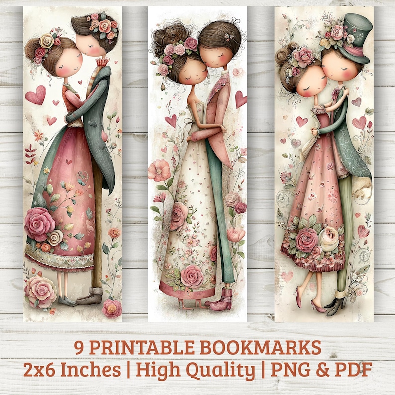 Valentine’s Day Printable Bookmarks – 9 Romantic Couple Designs | Love ...