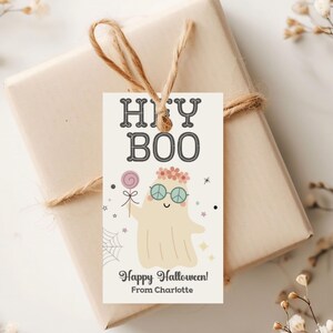 Editable Retro Ghost Halloween Gift Tag: Printable 'hey Boo' Candy ...