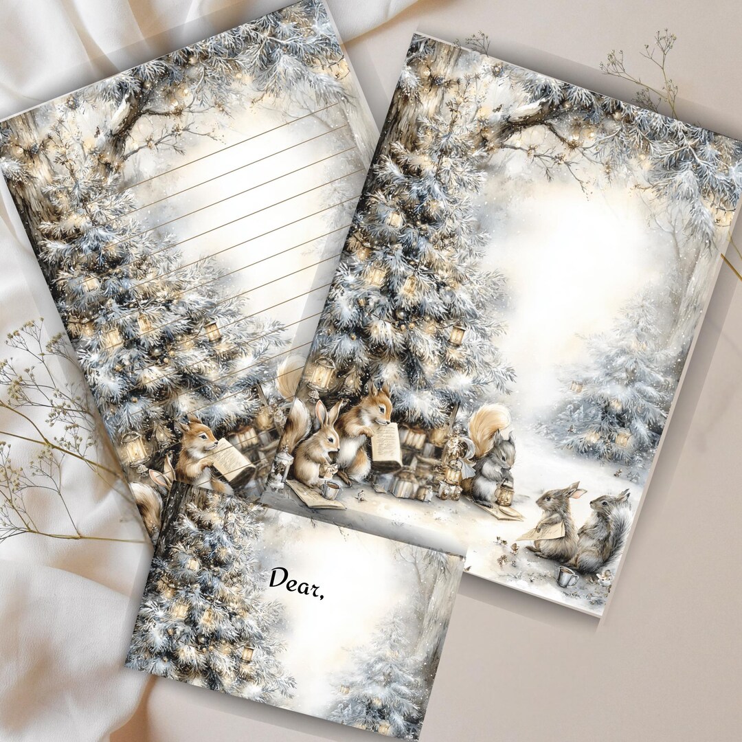 Winter Forest Letter Writing Set A4 Printable | Lined & Unlined Paper ...