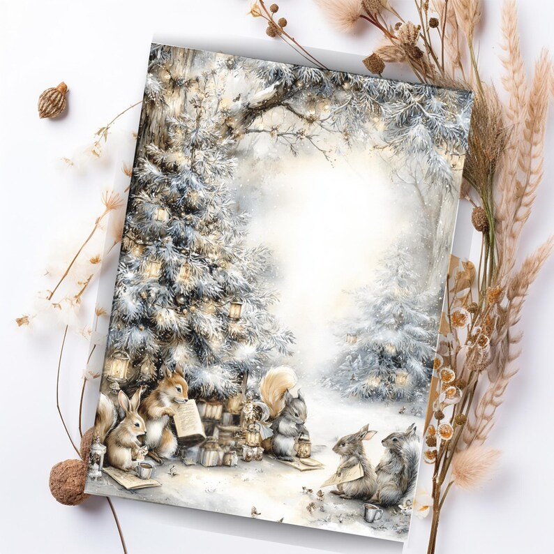 Winter Forest Letter Writing Set A4 Printable | Lined & Unlined Paper ...