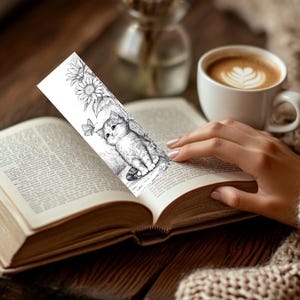 Cute Animal Coloring Bookmarks, 2x6" Printable Bookmarks, Black and ...