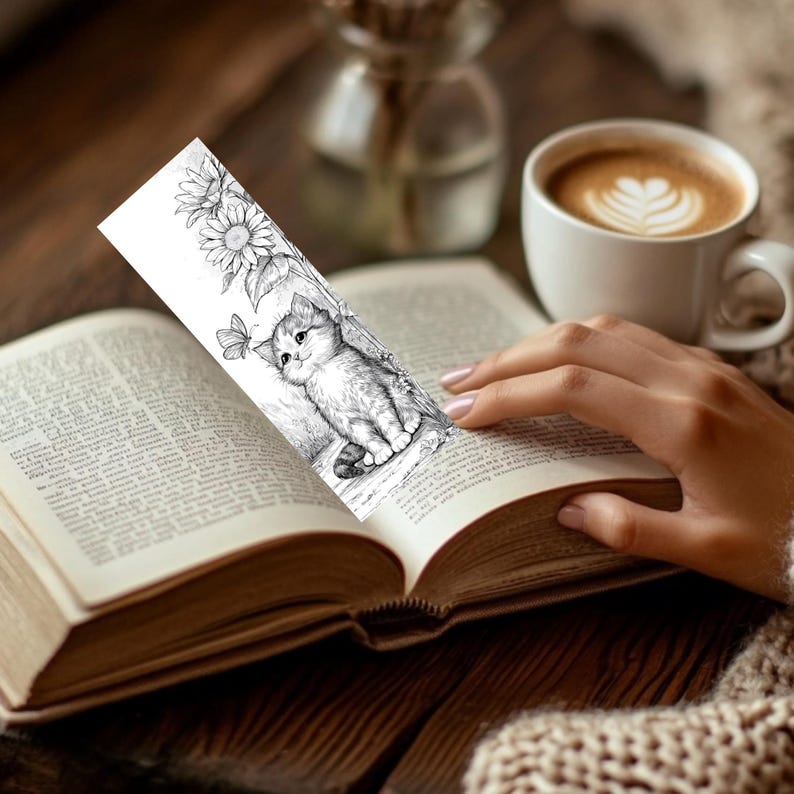 Cute Animal Coloring Bookmarks, 2x6" Printable Bookmarks, Black and ...