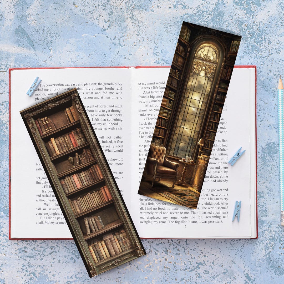 6 Elegant Vintage Bookcase Bookmark Dark Green Aesthetic Timeless ...