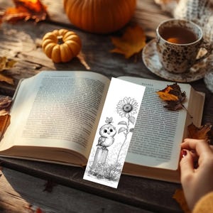 Cute Animal Coloring Bookmarks, 2x6" Printable Bookmarks, Black and ...