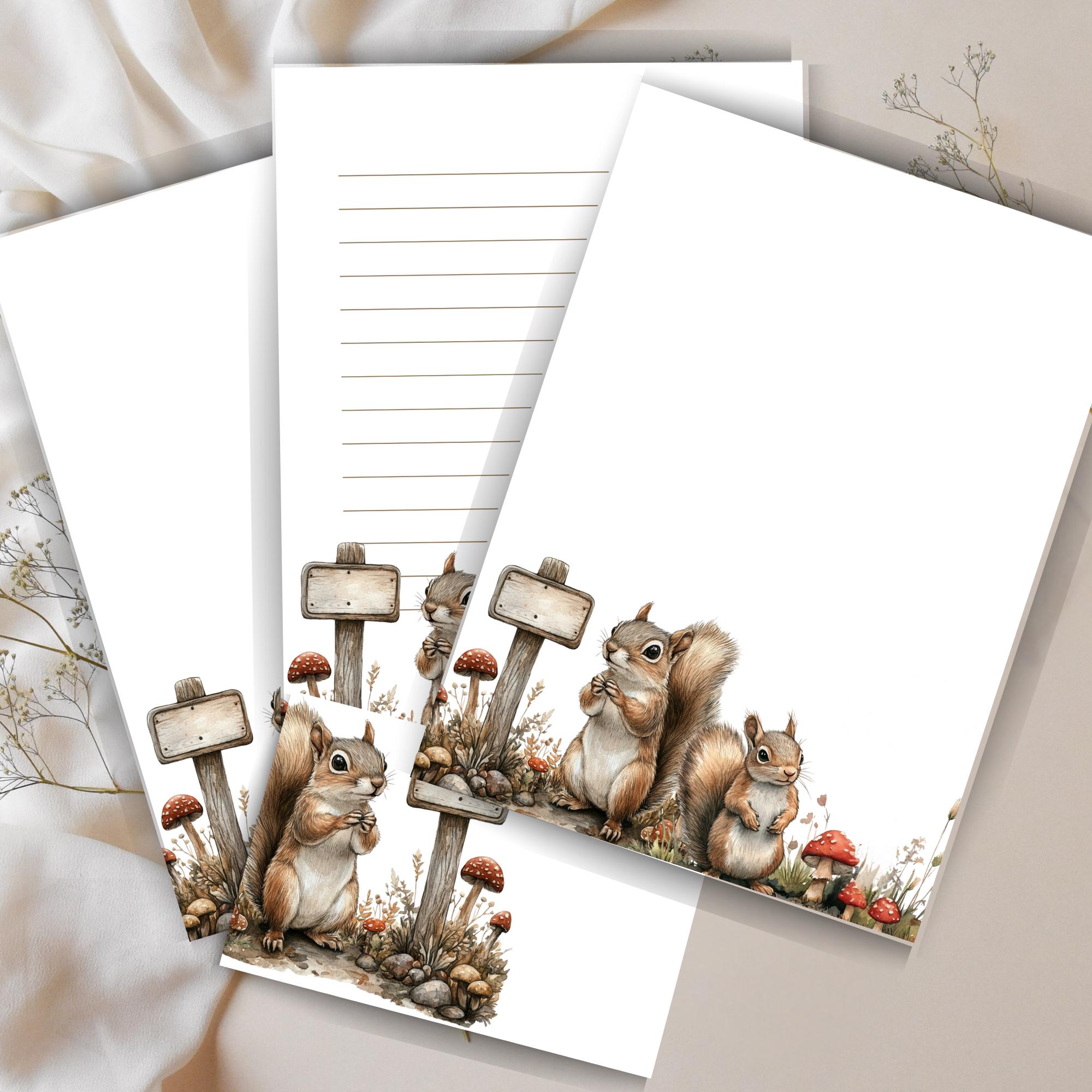 Autumn Squirrel Printable Stationery Set – Woodland Letter Paper ...