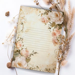 Vintage Floral A4 Stationery Set: Printable Letter Writing Kit With ...