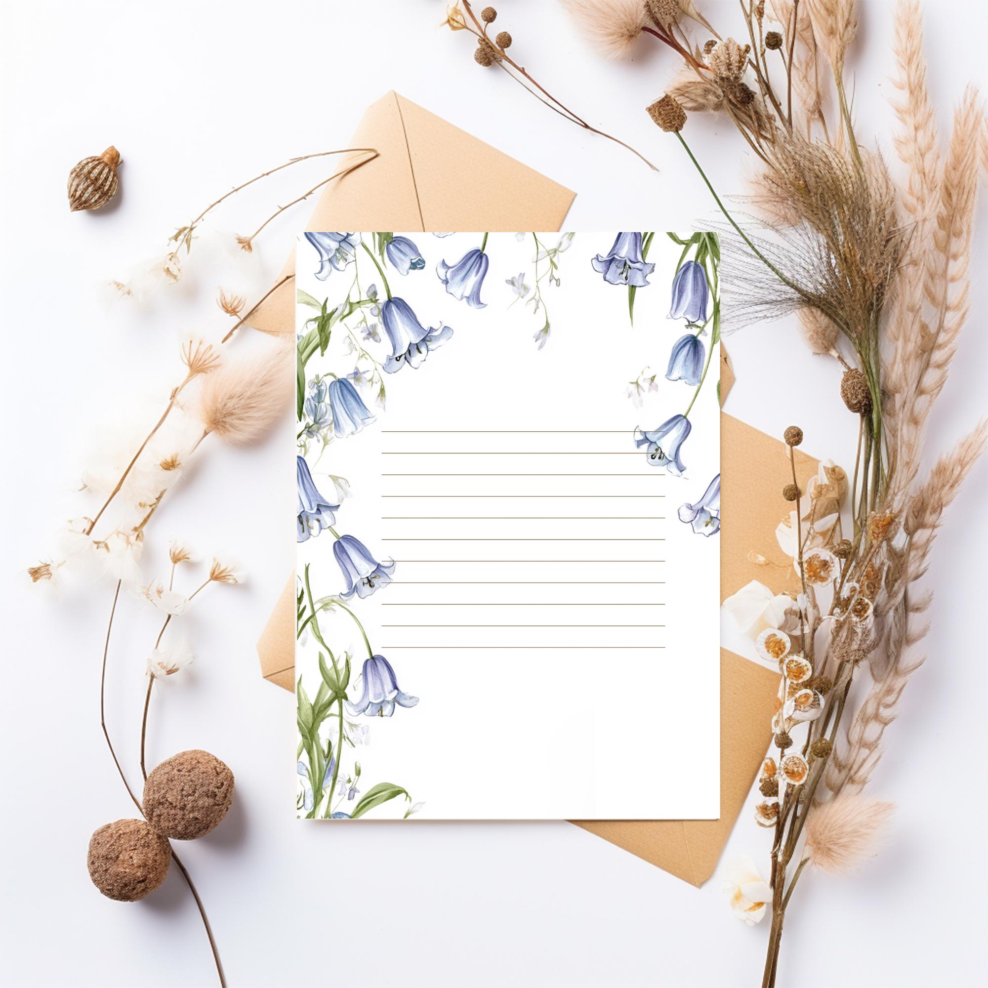 Printable Floral Stationery, Printable A4 Stationery Set, Lined&unlined ...