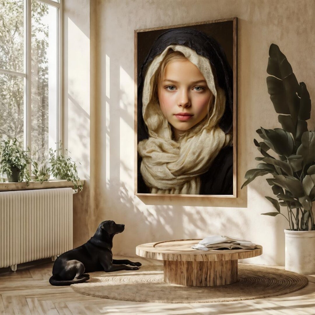 Baroque Medieval Girl Portrait - Dark Academia Oil Painting Print ...