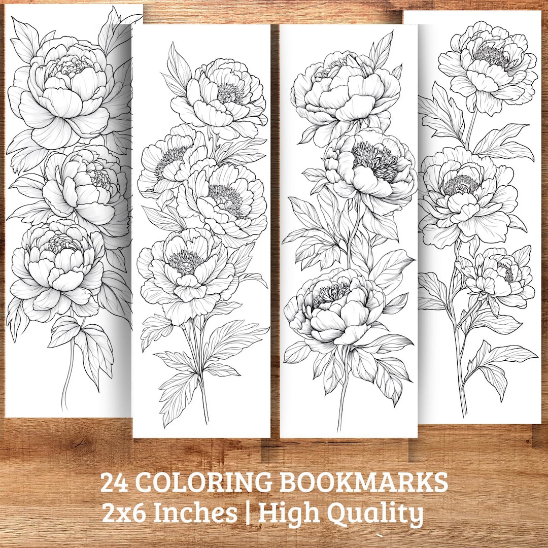 Printable Flower Coloring Bookmarks: Elegant Floral Designs (PDF ...