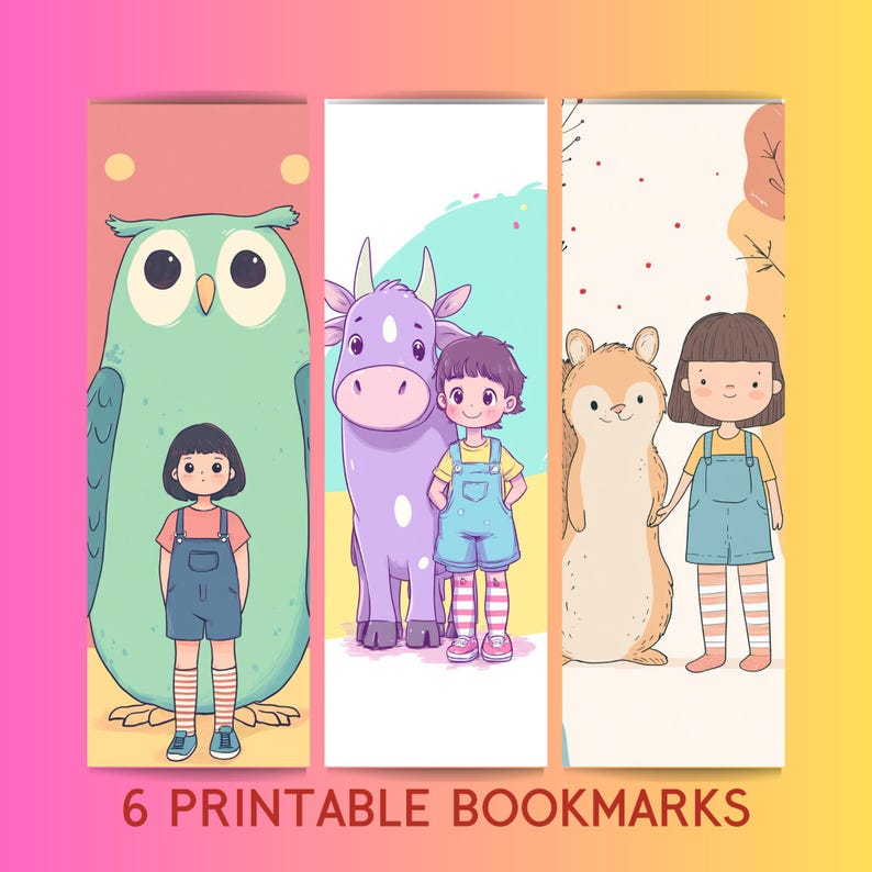 6 Charming Critter Bookmarks, Printable Bookmarks Set, Bookmarks ...