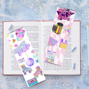 6 90s Retro Digital Bookmark, Instant Download ,perfect for Book Lovers ...