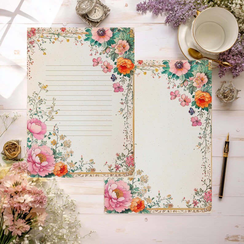 Bohemian Printable Letter Writing Kit: Stationary, Envelopes, Lined ...