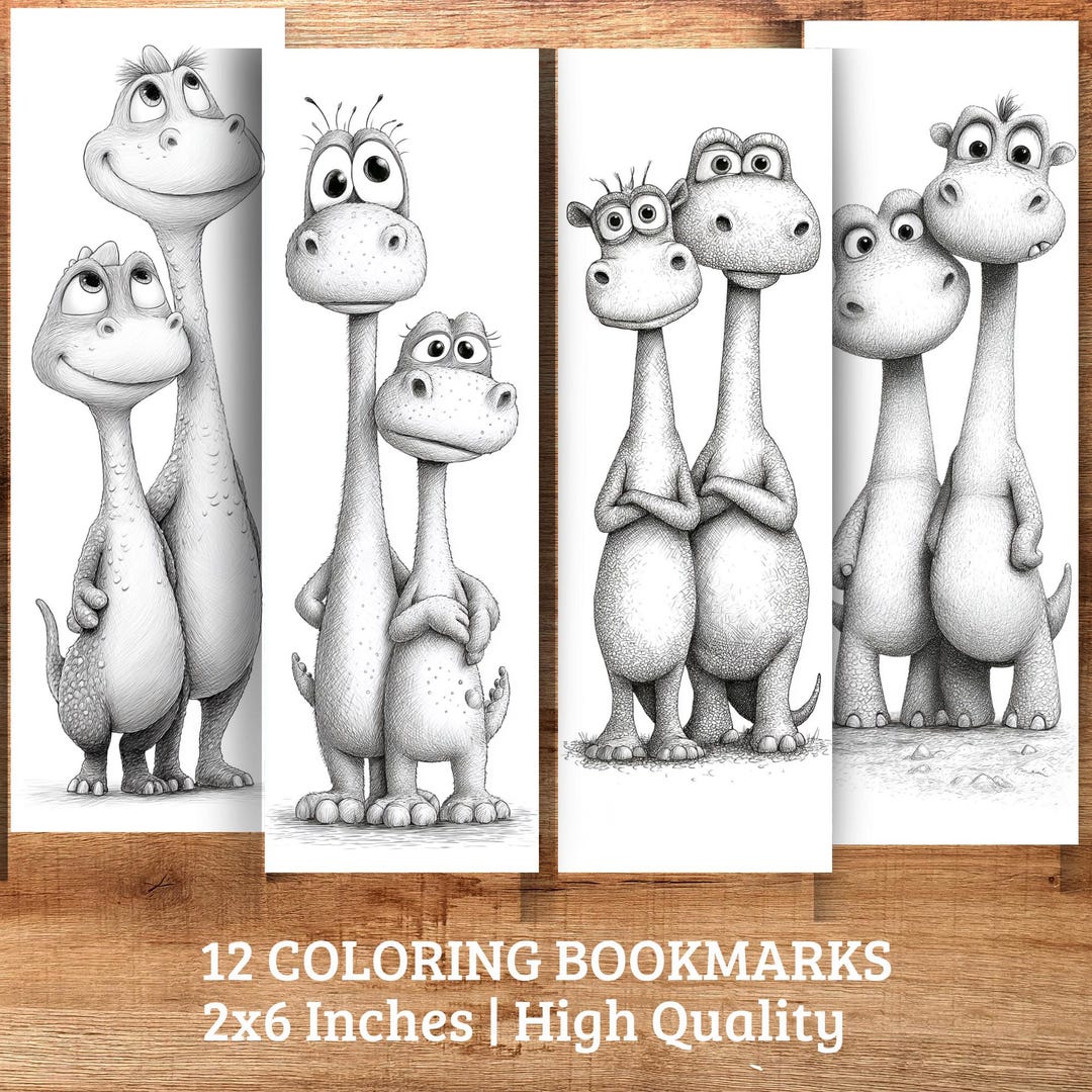 12 Printable Dinosaur Coloring Bookmarks for Kids - Cute Dino Designs ...