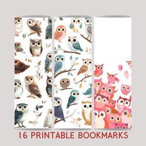 16 Cute Owl Printable Bookmarks, Funny Owl Printable Bookmarks Set ...