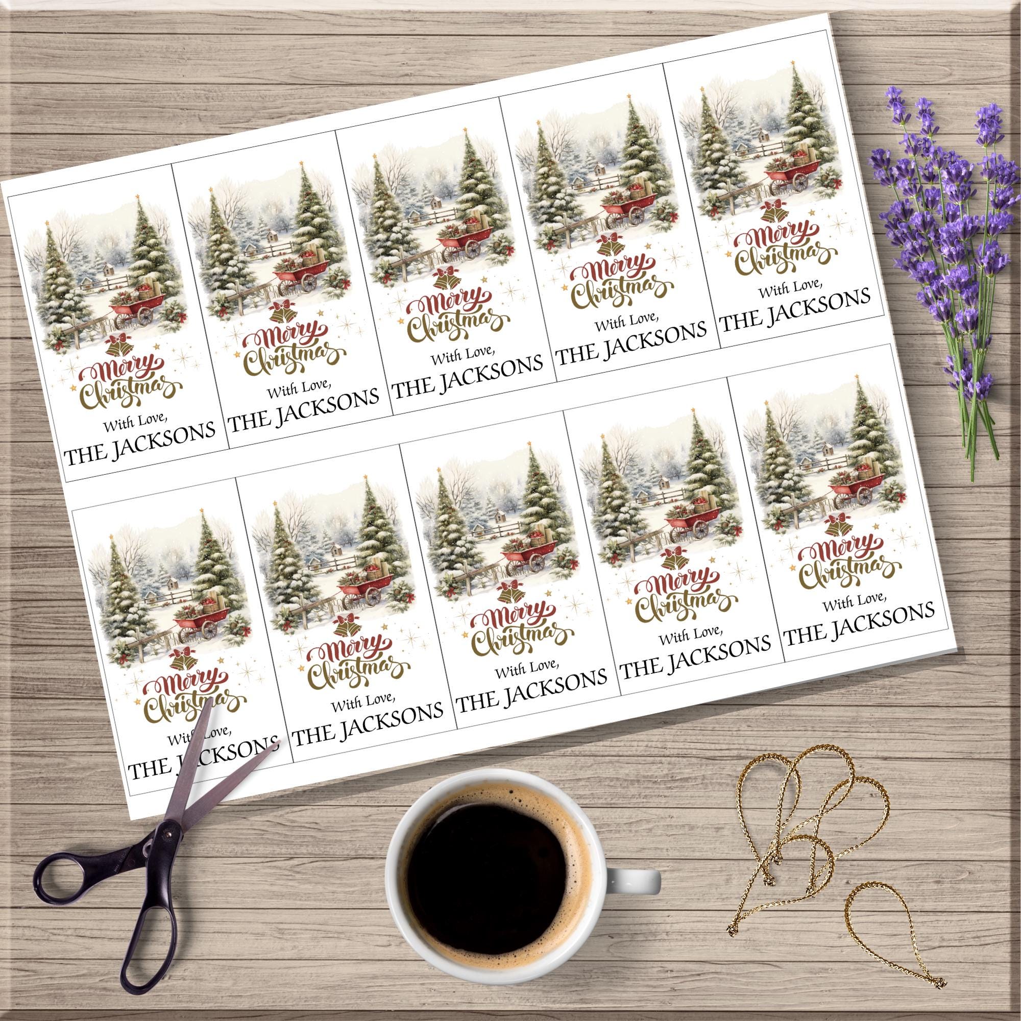 Editable Christmas Gift Tag Template | Winter Scene (canva Template) - Etsy