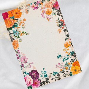 Vibrant Watercolor Floral Printable Stationery Set: Lined & Unlined ...