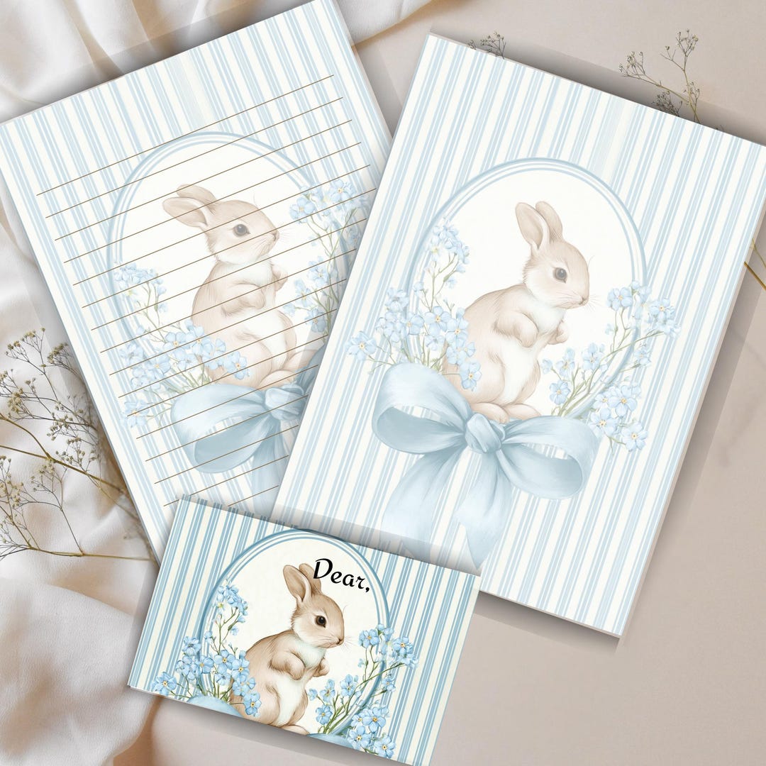 Easter Bunny Stationery Set, Spring Letter Writing Paper (PDF, PNG A4 ...