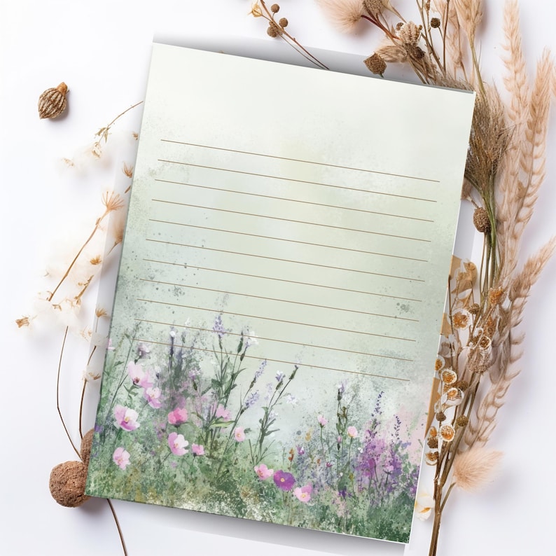 Floral Letter Writing Set: Printable Stationery With Envelope (PDF ...