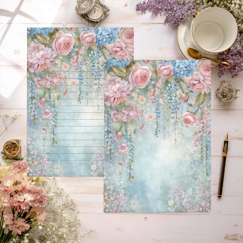 Watercolor Spring Floral Letter Writing Set - Printable Stationery (PDF ...