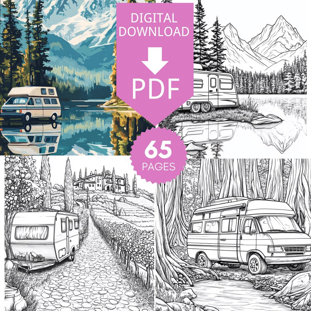 65 Caravan Travel Landscape Coloring Pages Outdoor Coloring Pages ...