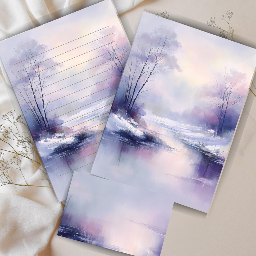 Winter Stationery Set | Pastel Snowy Forest Letter Writing (PDF + PNG ...